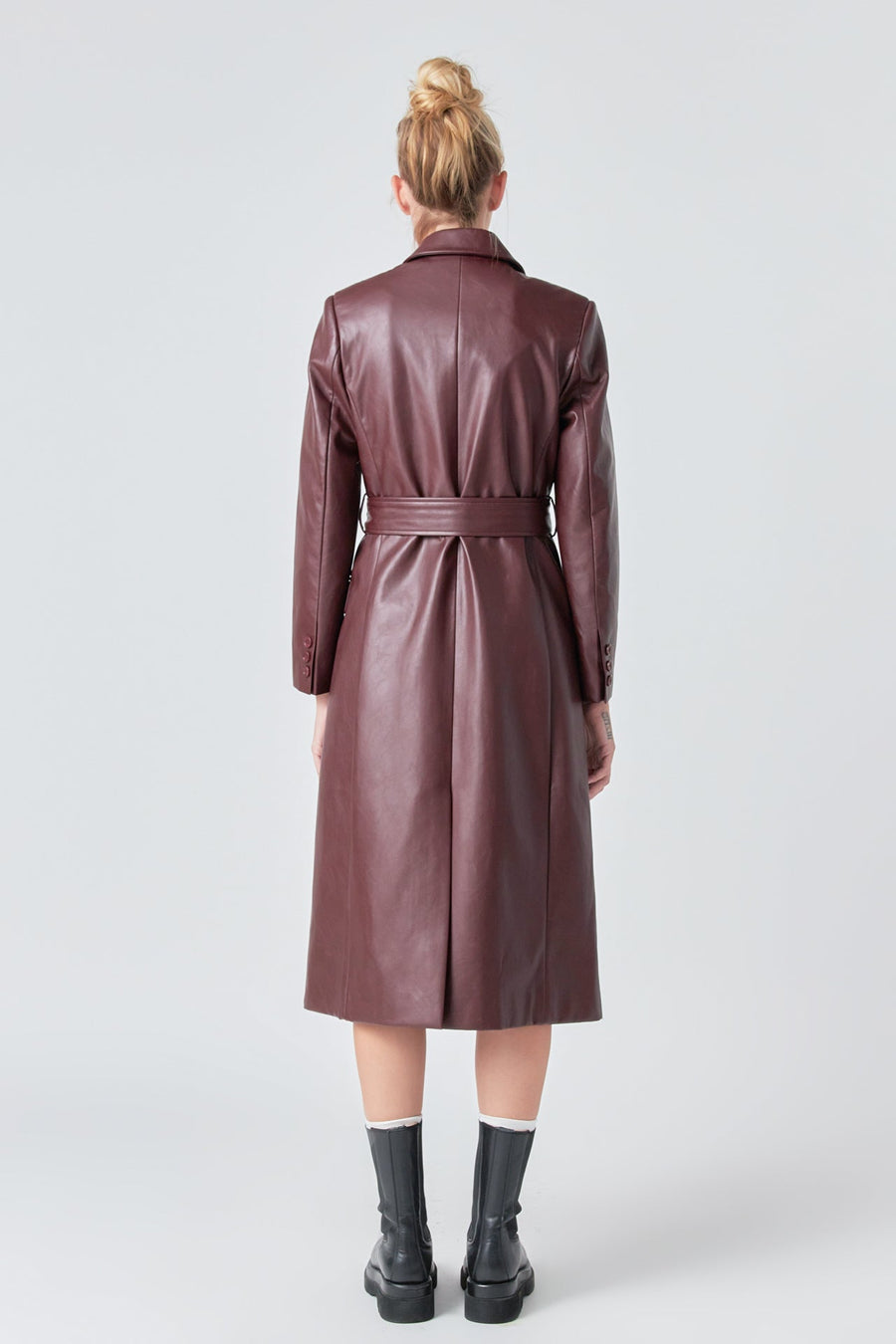 Grey Lab - Long Faux Leather Trench Coat
