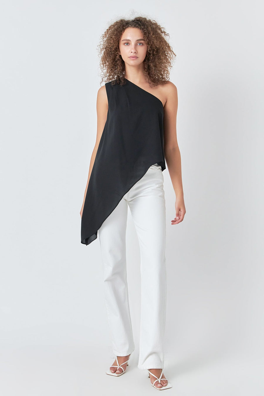 One Shoulder Waterfall Top