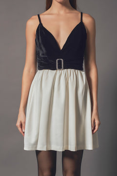 Fancy Mixed Media Mini Dress