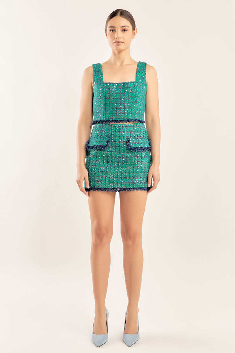 Premium Cropped Tweed Tank Top